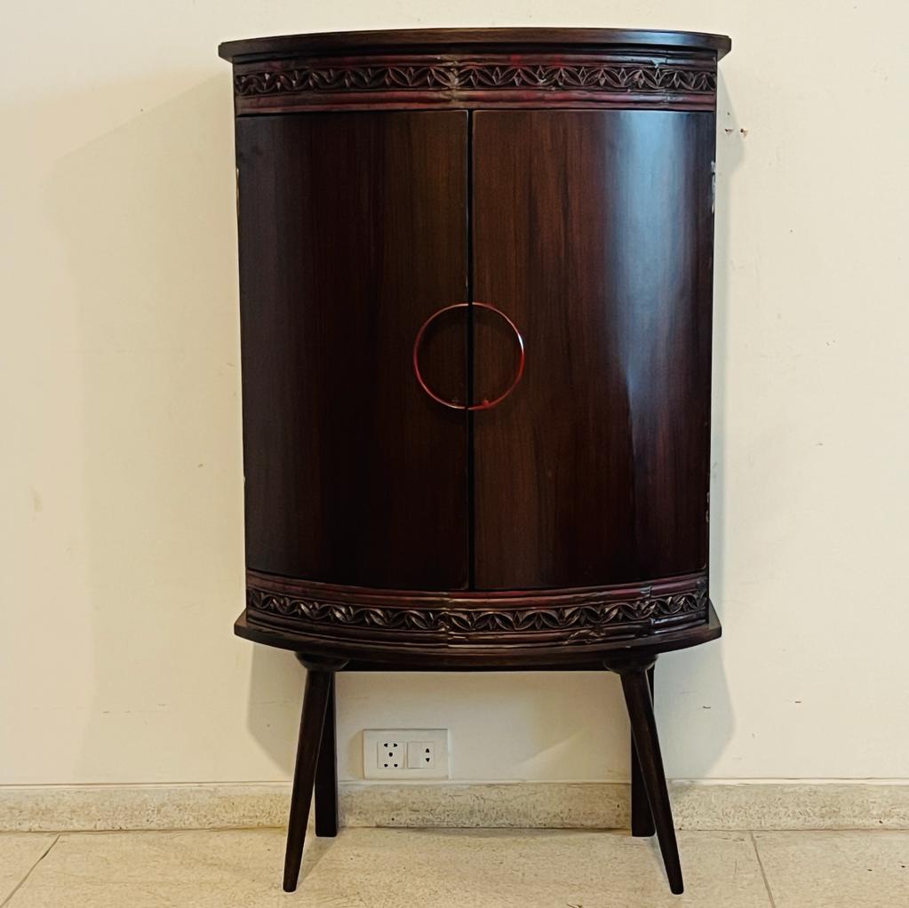 Sheraz : Teakwood Circular Cabinet with Vintage Polished Shutters ...