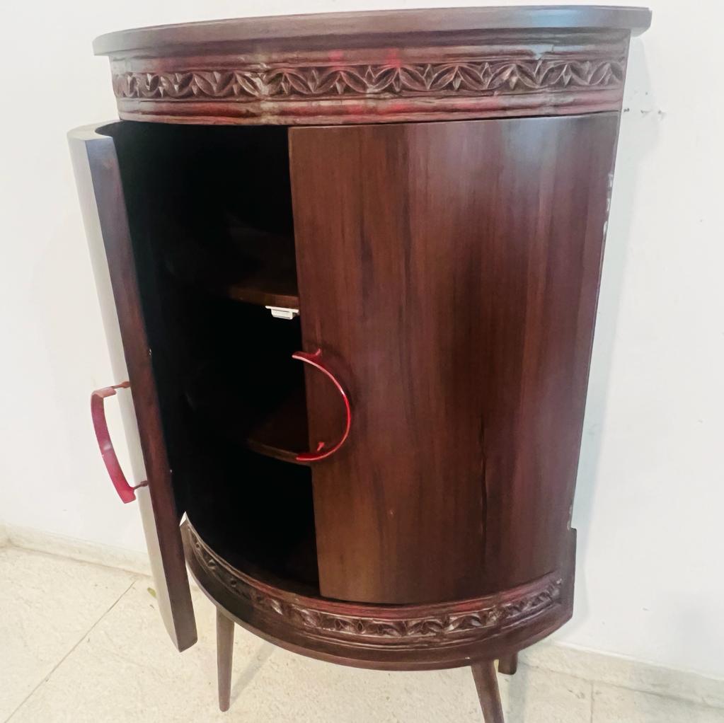 Sheraz : Teakwood Circular Cabinet with Vintage Polished Shutters ...