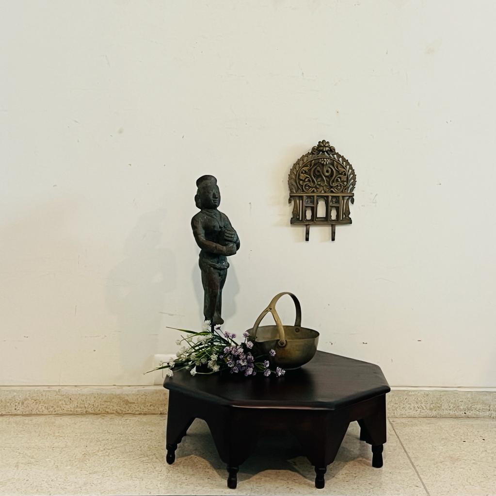 Alveena : Octagonal Pure Teak Low Table — Khojcrafts