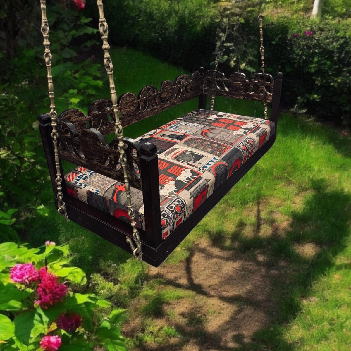 Wooden carved Jhula With Brass Chains : Hindola 1 — Khojcrafts