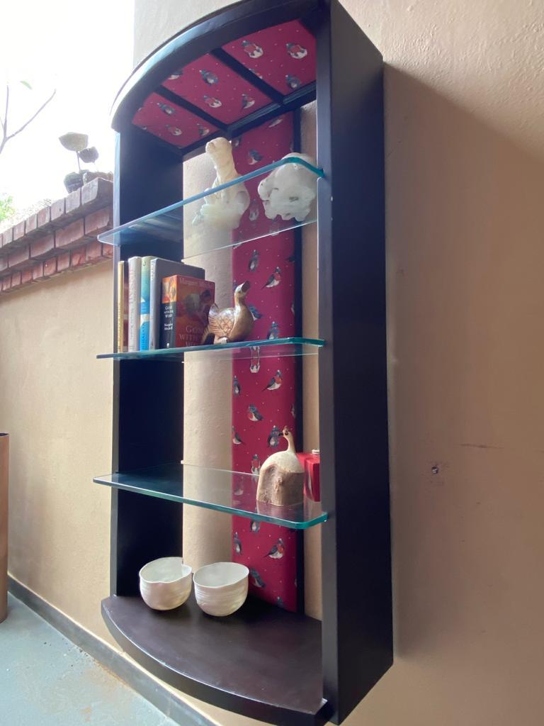 Bird Back Shelf : Wooden Shelf with a padded fabric inset — Khojcrafts