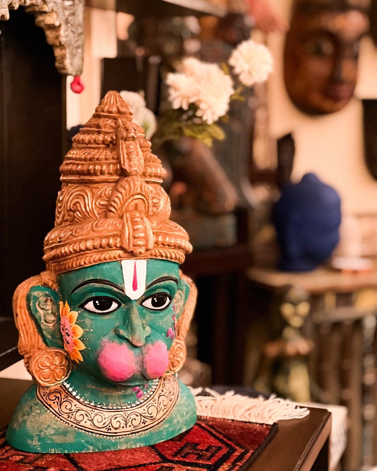 Mahavir: Handpainted Hanuman Head — Khojcrafts
