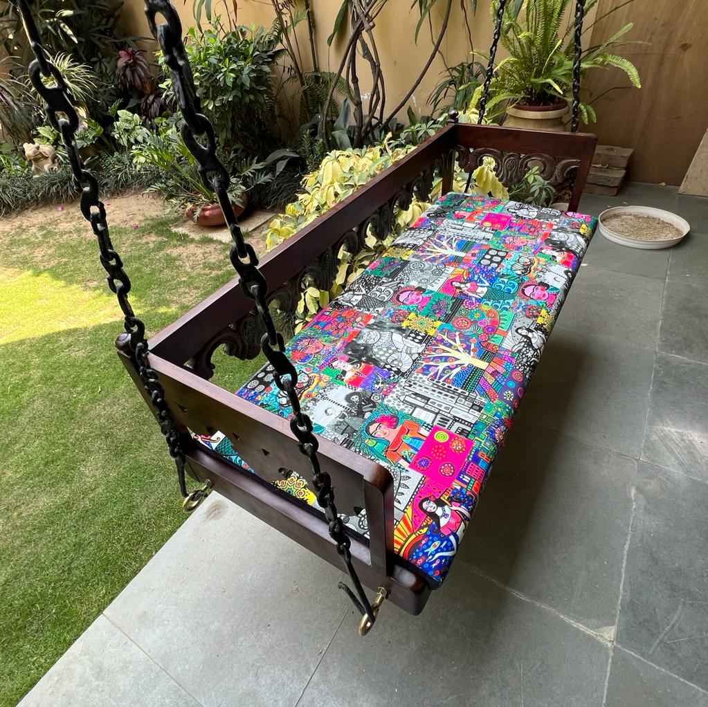 The Frida Jhula : Wooden carved Jhoola ( Chains included ) — Khojcrafts