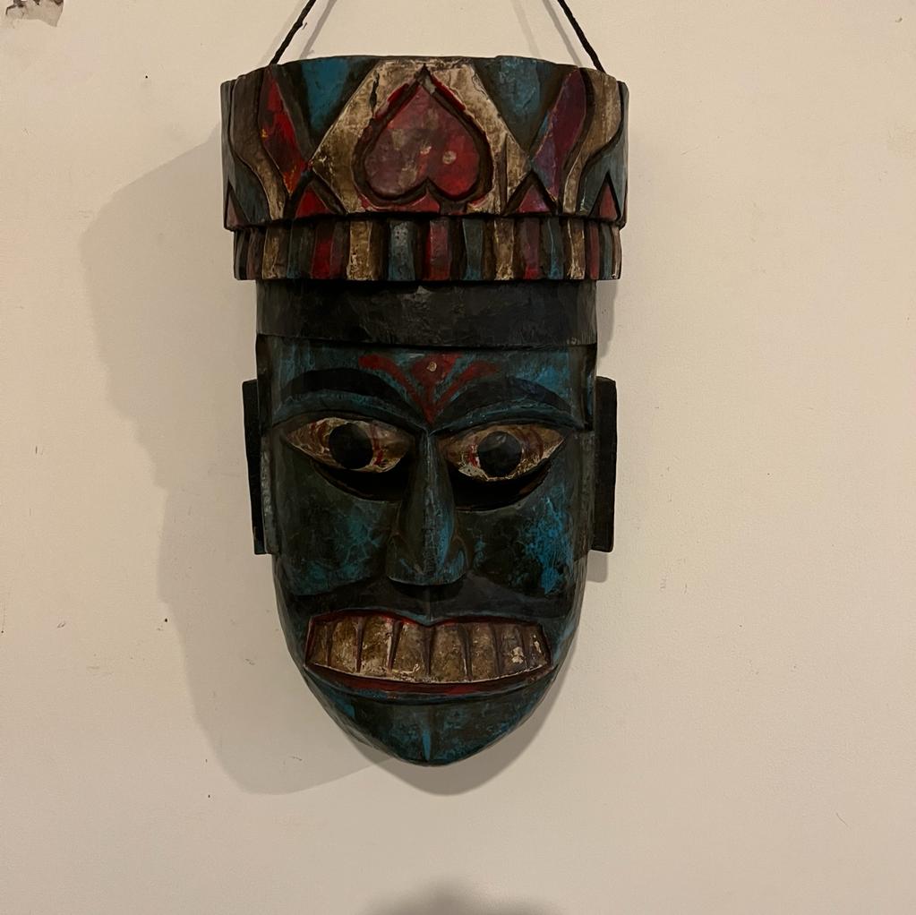 Mukhauta 5 : Vintage Wooden Mask Nepali (1.5 feet) — Khojcrafts